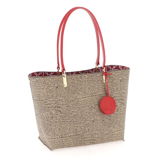 BORSA SHOPPING MEDIUM OP NATURALE/ROSSO